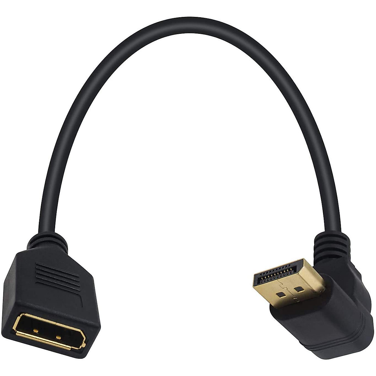 Poyiccot Displayport Extension Cable, 90 Degree Displayport Extender Up Angle Displayport Male to Female DP to DP Extension Adapter Cable Gold Plated 30 CM/12inch