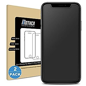 Mothca 2 Pack Matte Glass Screen Protector for iPhone Xs Max/iPhone 11 Pro Max Anti-Glare & Anti-Fingerprint Tempered Glass Clear Film Case Friendly 3D Touch Easy Install Bubble Free - Smooth as Silk