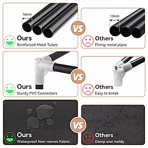 ROJASOP Portable Closet Wardrobe Closet for Hanging Clothes with 6 Storage Shelves, 1 Hanging Rod and 4 Pockets, Free Standing Closet Clothes Organizer for Bedroom, Sturdy and Easy Assemble