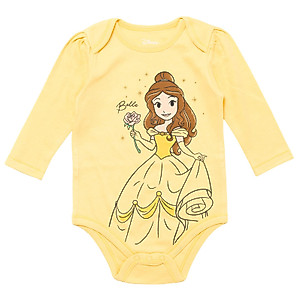 Disney Princess Ariel Belle Cinderella Newborn Baby Girls 5 Pack Bodysuits blue/green/Pink/White/Yellow 3-6 Months