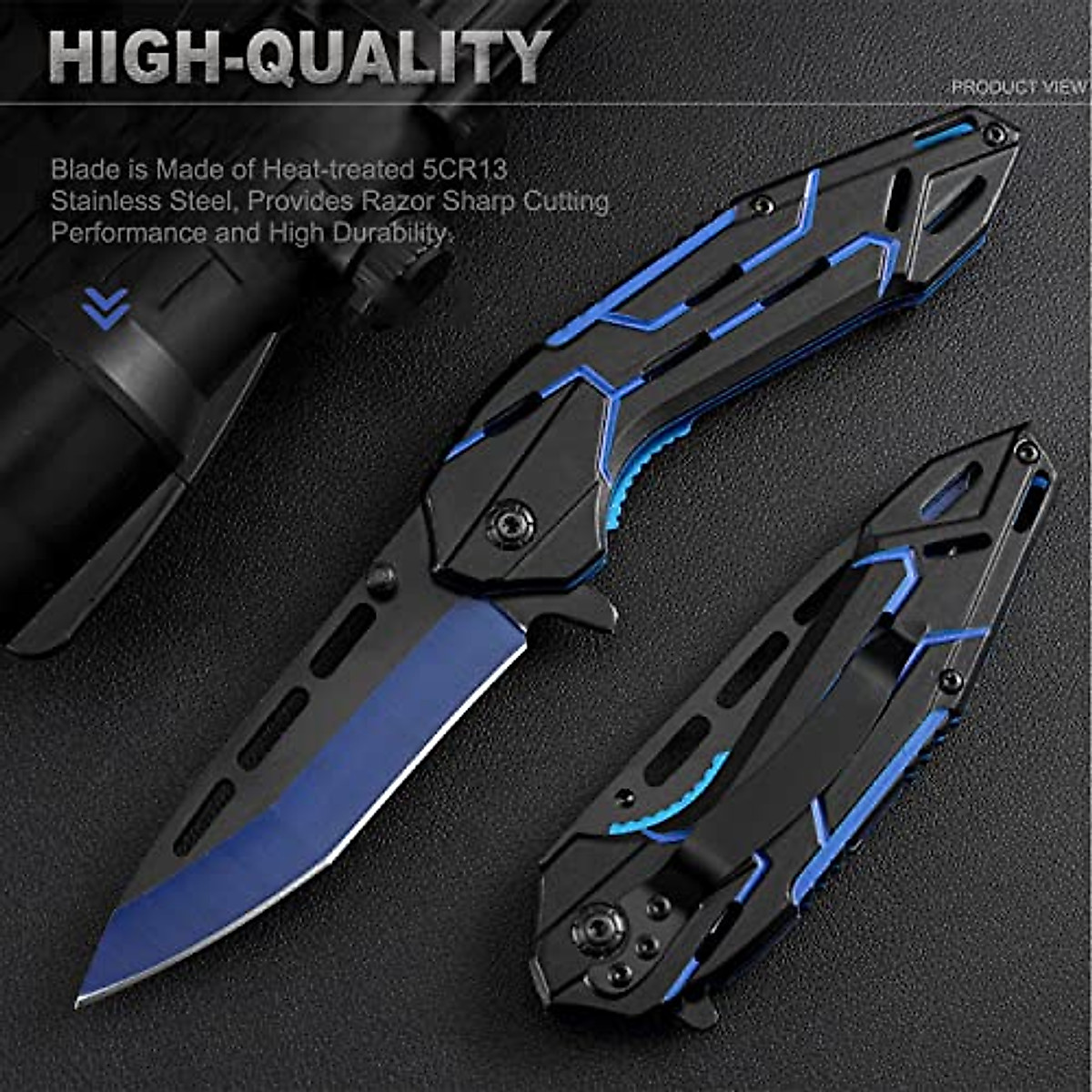 VIFUNCO Folding Pocket Knife for Men, EDC Tactical Knife with Clip, Liner Lock, Stainless Steel Sharp Pocket Knives for Outdoor, Survival Camping Hiking, Gifts for Dad Him Husband