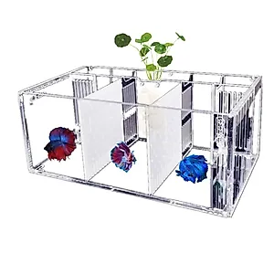 Milscat Betta Fish Tank Acrylic Material Mini Desktop Aquarium Goldfish Mini Fish Tank Sick Fish Isolation Room（Three Lattice Space）