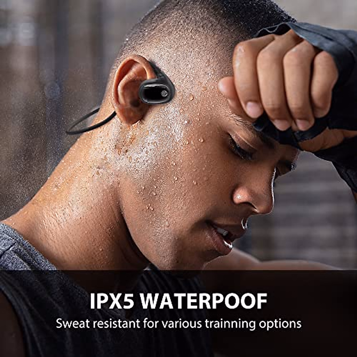 Bone Conduction Headphones, Open Ear Headphones, Bluetooth Wireless Earbuds for Running with Hi-Fi Stereo Sound Noise Cancelling Mic, Waterproof Headset for Marathon Skateboarding Cycling