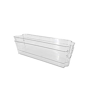 FixtureDisplays Stackable Plastic Organizer Storage Bins, Small - 2 Pack - Pantry Organization and Storage Refrigerator Bins Fridge Freezer Organizer 14.5 Long X 4.1 Wide X 4" Tall 15268-2PK-NF