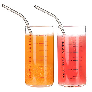 KKC HOME ACCENTS Glass Cups with Ounce Measurement for Drinking,Drinking Glass Cups with Measurements set of 2, 10 oz