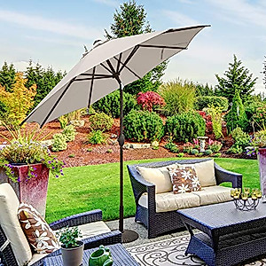 Abba Patio 9ft Patio Umbrella Market Outdoor Table Umbrella with Auto Tilt and Crank for Garden, Lawn, Deck, Backyard & Pool, 8 Sturdy Steel Ribs, Beige