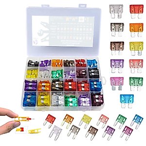 Amlits 250 Pieces - Car Fuses Assortment Kit, Blade-type Automotive Fuses - Standard & Mini Size (2A/3A/5A/7.5A/10A/15A/ 20A/25A/30A/35A/40A), Replacement Fuses for Car/RV/Truck/Motorcycle/Boat