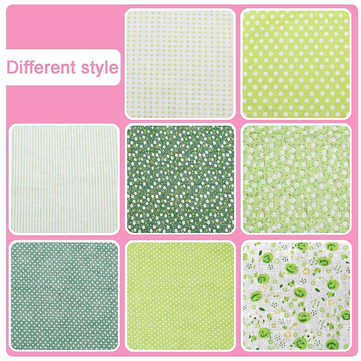 Create idea 8Pcs 50x50cm Green Field Patchwork Fat Quarters Quilting Quilting Prints Cotton Fabric Bundles Squares DIY Sewing Pastoral Style