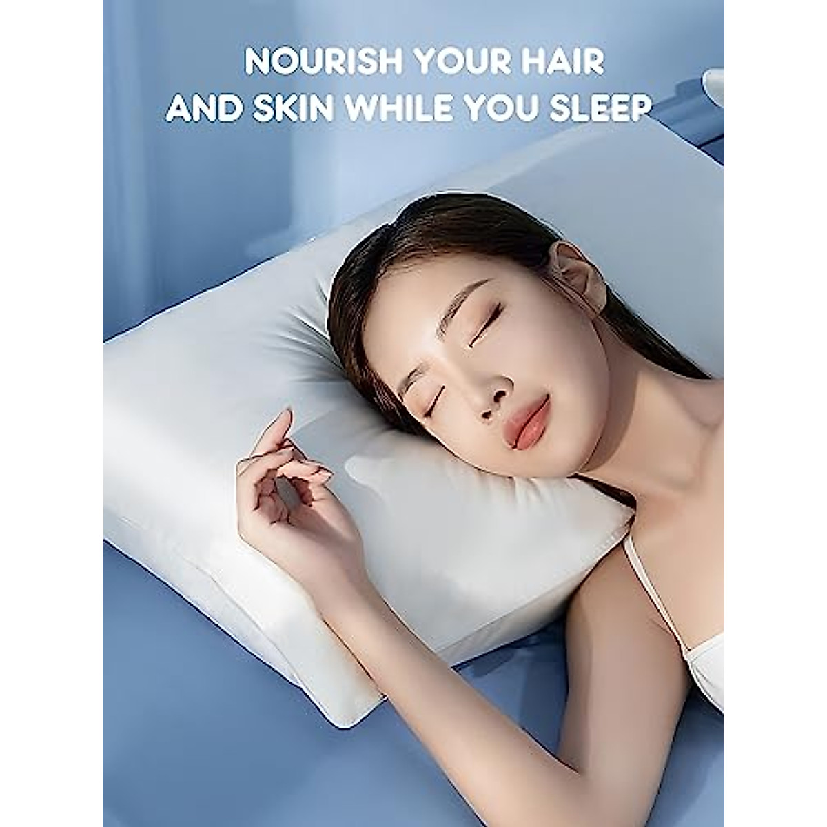 Mulberry Silk Pillowcase for Hair and Skin, SGMSILK 22 Momme Natural 6A Silk Pillow Case with Zipper Soft Texture, Single Sided Washable Pure Silk Pillow Cover(White, Standard 20"x26")