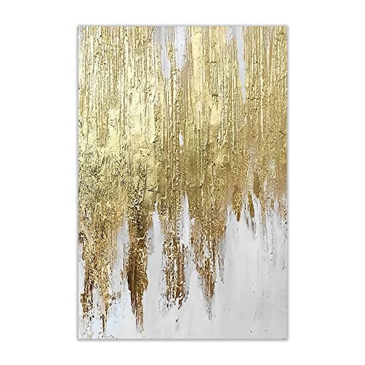 Gold Abstract Canvas Wall Art Gold Foil Modern Textured Artwork Gold Textured Print Abstract Textured Painting Glitter Abstract Wall Art Gold and White Modern Painting Living Room 16x24inch No Frame