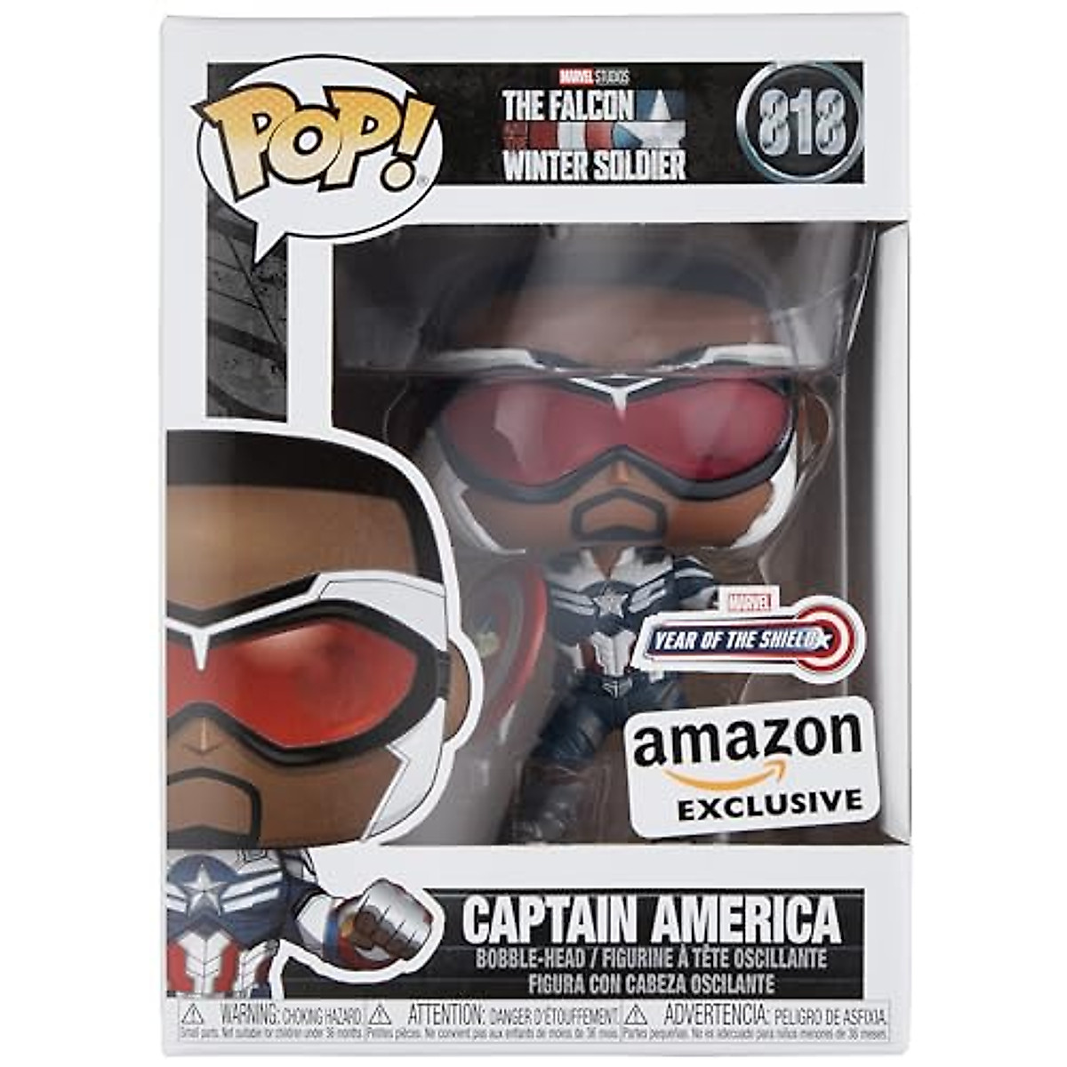 Funko Pop! Marvel: Year of The Shield - Captain America (Sam Wilson) with Shield, Amazon Exclusive