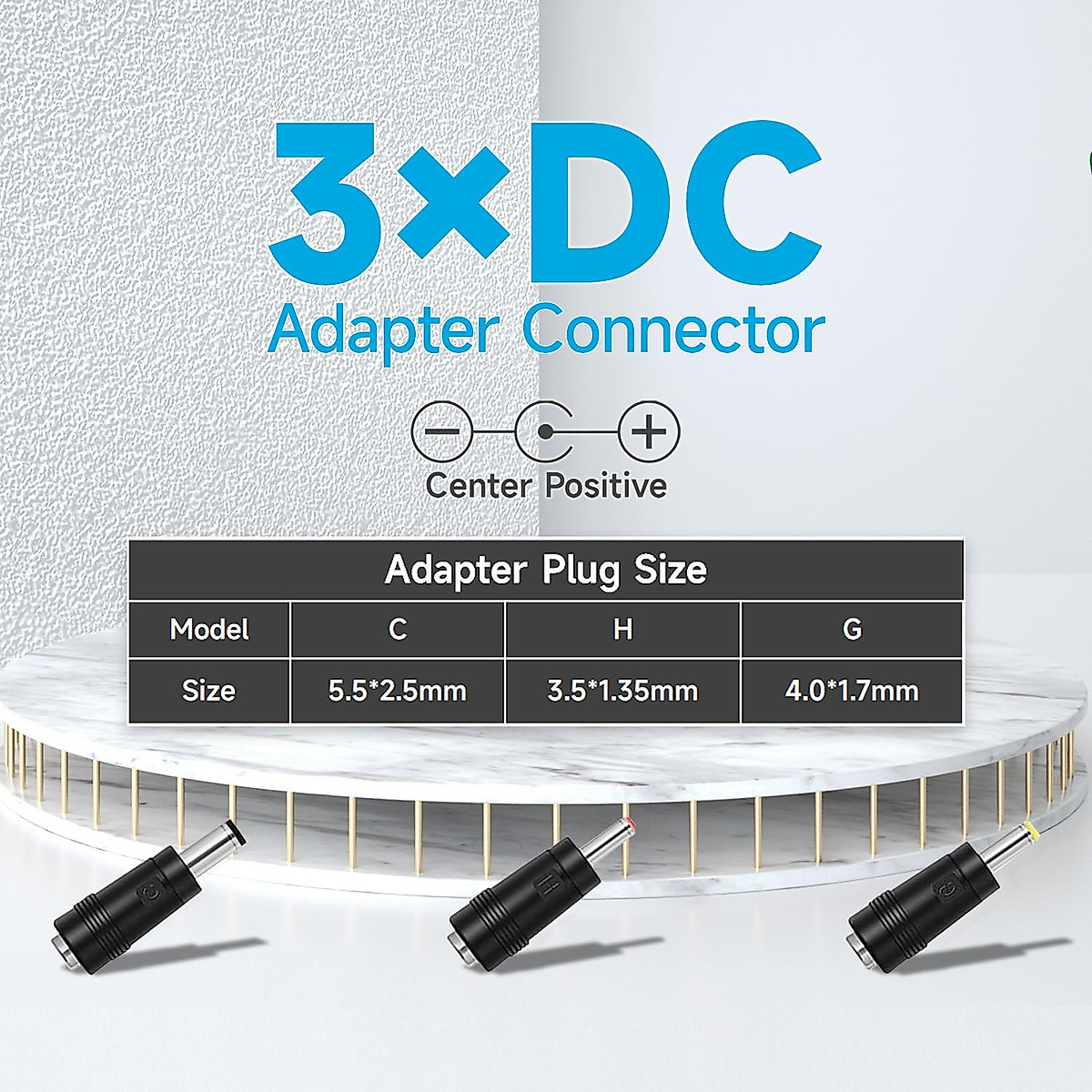 UL Listed 12V 1A 10ft Power Supply Adapter with 3 Tips, 12V 1000mA 12W AC Adapter Charger Replacement for LED Strip Light Keyboard BT Speaker Router CCTV Camera Webcam DVR NVR and More