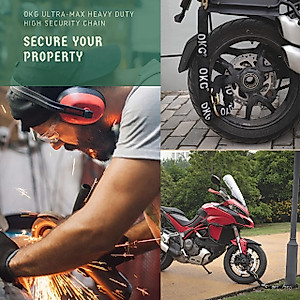 OKG Security Chain - 3.6 ft x 0.36" (9mm) Heavy Duty Chain - Special Hardened Alloy Steel Cut Proof Chain - Premium Anti Theft Garage Chain, E-Bike Chain, Motorcycle Lock Chain, Fence Gate Chain, etc.