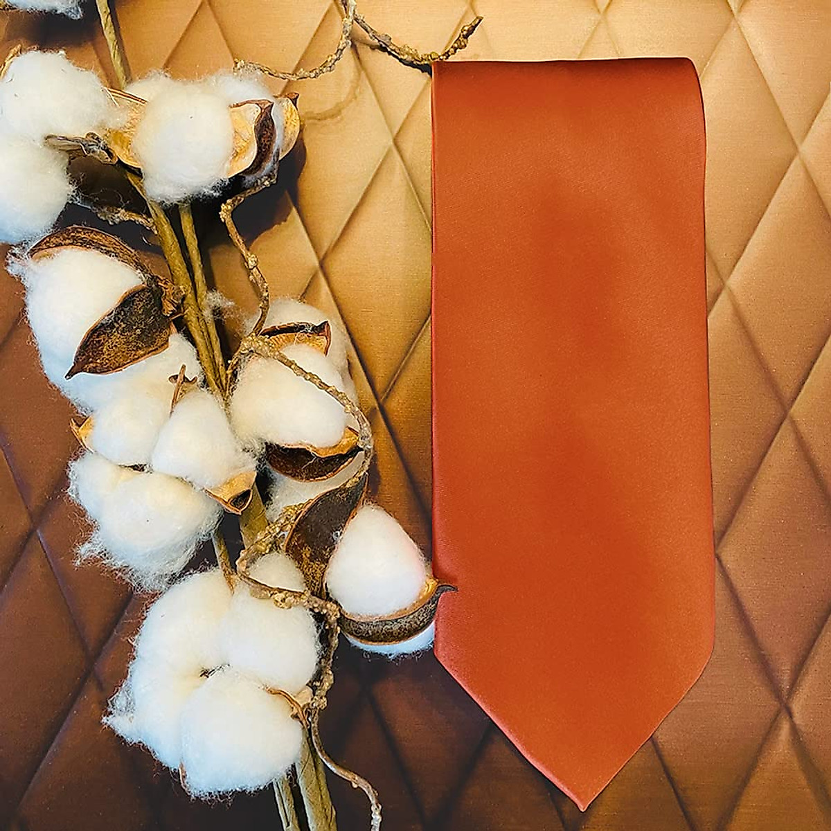 tiemart Premium Solid Color Necktie (Burnt Orange)