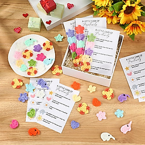 Mindsoft 60 Pcs Positive Gifts Bulk includes 50 Crocheted Ornaments and 10 Inspirational Cards Funny Emotional Support Knitted Gift Motivational Gift Positive Things for Teachers Students Coworkers