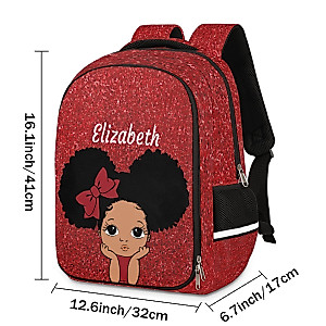 RIRIX Personalized Kids Backpack Custom Backpack Schoolbag Children Bookbag for Boys & Girls Red Glitter Princess