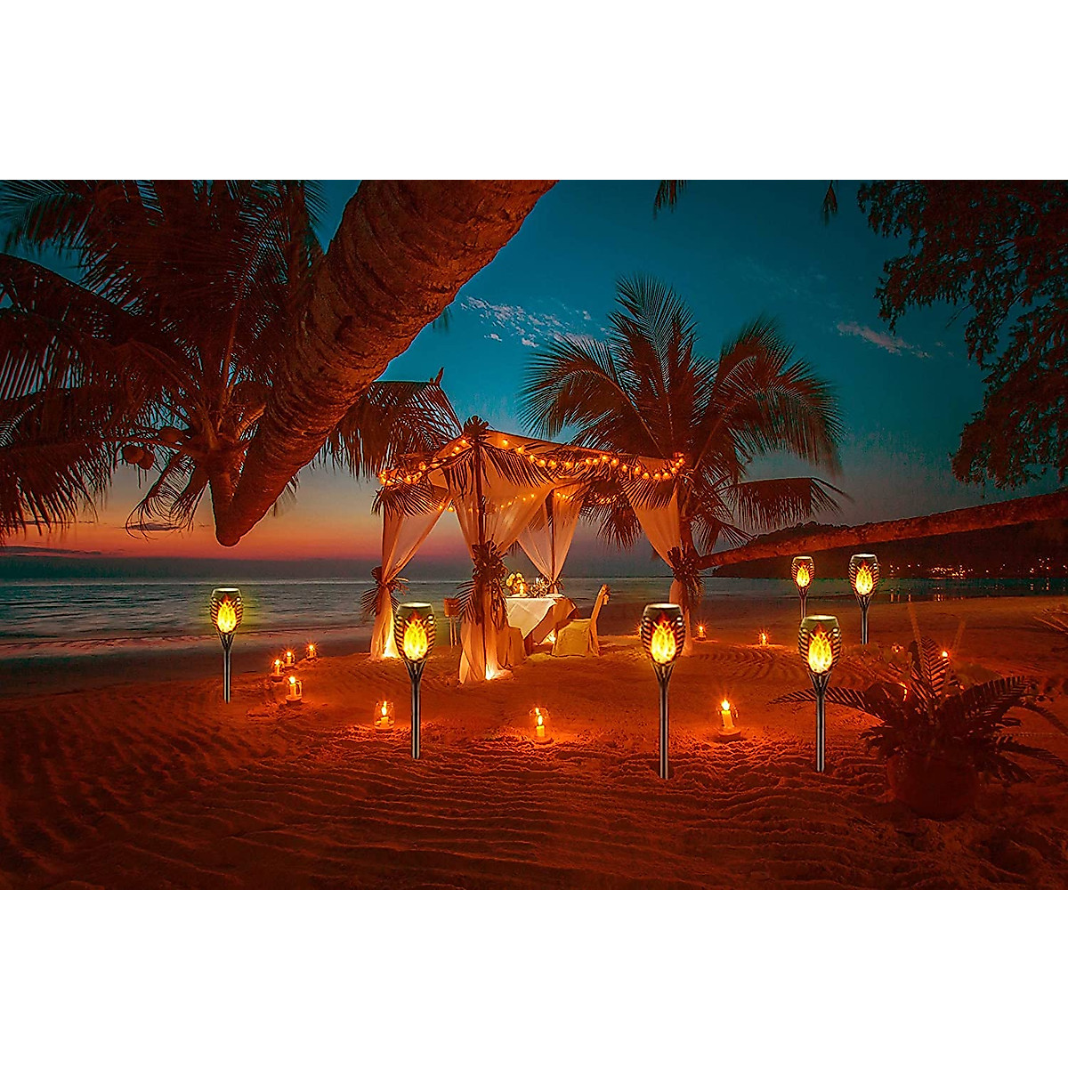 Solar Torch Light with Flickering Flame, Halloween Decorations Outdoor, Solar Tiki Lights Decorative Outdoor Garden Path Stake (8 Pack)