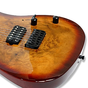 TARIO 7 String Electric Guitar Bolt_On Maple Neck Poplar Wood Body (Burl poplar top body)