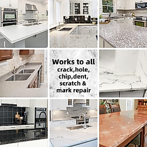 Globalcom Tile and Granite/Marble Repair Kit, Porcelain Stone and Quartz Countertops Repair Kit for Chips Dents Cracks Holes Scratchs, Fix Chipped Edges Corners, Reattaches Missing Pieces