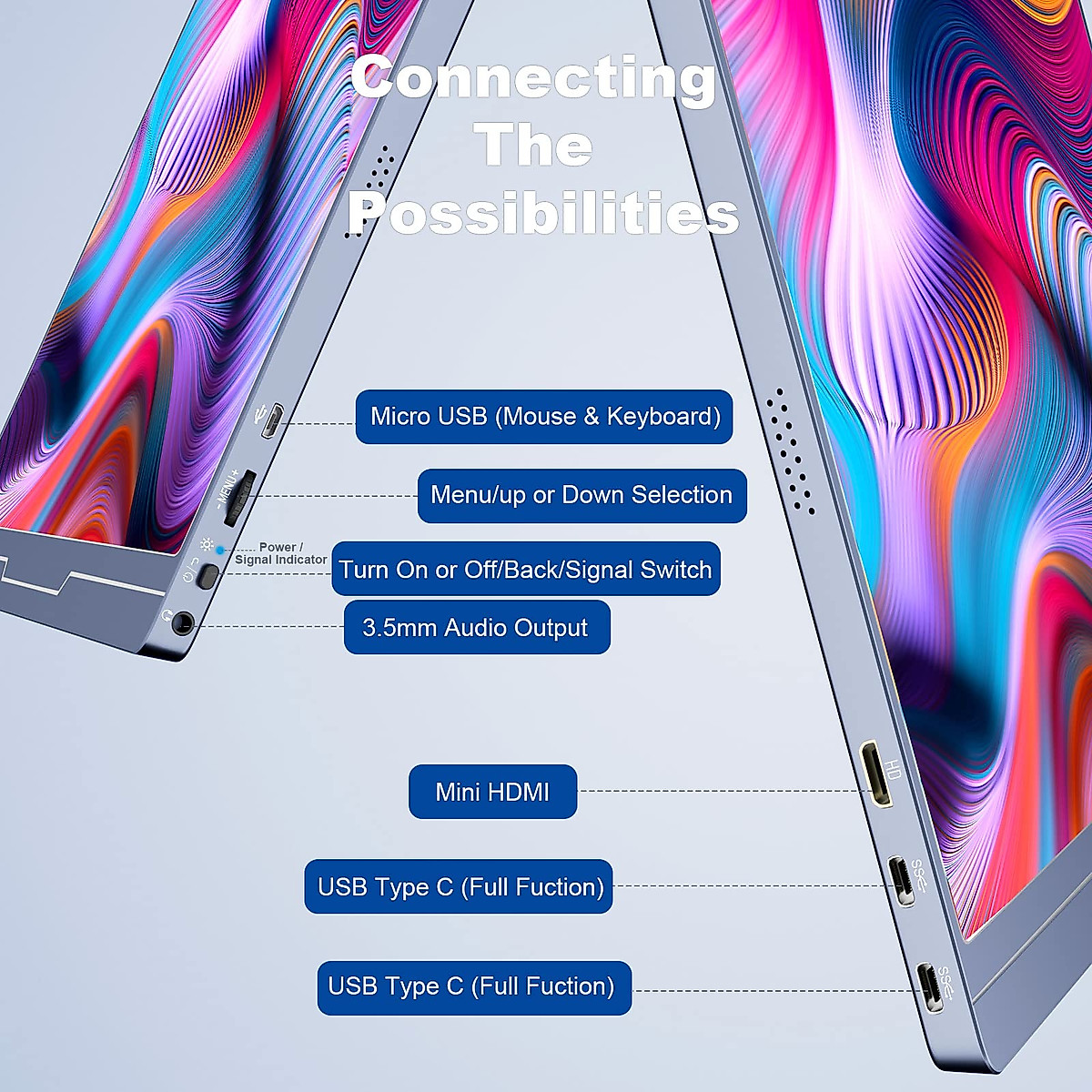 ZSCMALLS 4K Portable Monitor 15.6 Inch 100% sRGB HDR IPS FHD USB-C Laptop Monitor HDMI Computer Display, Gaming Monitor with Smart Cover&Speakers for Laptop PC MAC Phone PS4/5 Xbox Switch