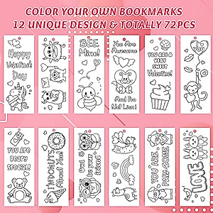 Haooryx 75PCS Color Your Own Bookmarks Kids Creative DIY Coloring Blank Bookmarks Teachers Students Reading Enthusiasts Paint Bookmarks School Paper Art Craft Gift Supplies