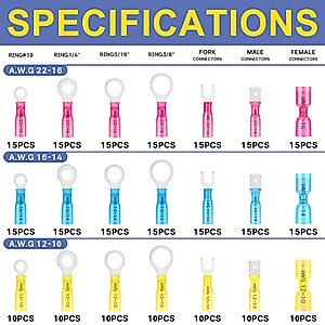 haisstronica Crimping Tool for Heat Shrink Connectors Set with 280PCS AWG 22-10 Marine Grade Heat Shrink Wire Connectors and Wire Stripper