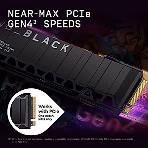 WD_BLACK 1TB SN850X NVMe Internal Gaming SSD Solid State Drive with Heatsink - Works with Playstation 5, Gen4 PCIe, M.2 2280, Up to 7,300 MB/s - WDS100T2XHE