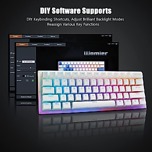 XVX Womier 60% Percent Keyboard, Wired Mechanical Gaming Keyboard, K61 PRO Hot Swappable Dual RGB Backlit Keyboard, with Pudding Keycaps Gaming Keyboard, Pro Driver/Software Supported - Yellow Switch
