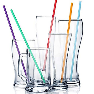 Tomnk 300pcs 10.3 Inches Disposable Drinking Straws Plastic Straws Extra Long Assorted Bright Colors