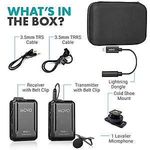 WMX-1 Lightning Connector Dongle Bundle - Wireless Lavalier Microphone Compatible with Apple iPhone, iPad Smartphones and Tablets - Optimized for Microphones/Pro Audio