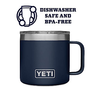 YETI Rambler 14 oz Stainless Steel Vacuum Insulated Mug with Lid, Navy