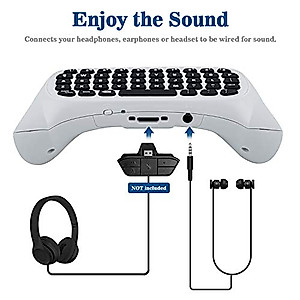 Mcbazel Mini Game Keyboard 2.4G Receiver Wireless Chatpad Message with 3.5MM Audio Jack for Xbox One/ Xbox One X/ Xbox One S/ Xbox Series X/ Xbox Series S - White