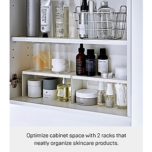 Yamazaki Home Tower Medicine Cabinet Vanity Storage Racks – Set Of 2, Bathroom Mirror Organizer Risers - Steel -