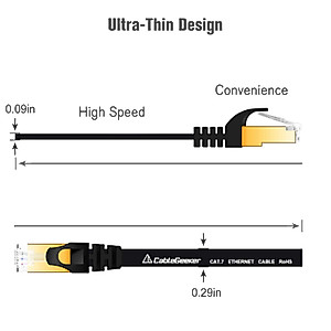 Cat 7 Shielded Ethernet Cable 5 ft 6 Pack Black (Highest Speed Cable) Cat7 Flat Ethernet Patch Cables - Internet Cable for Modem, Router, LAN, Computer - Compatible with Cat 5e，Cat 6 Network