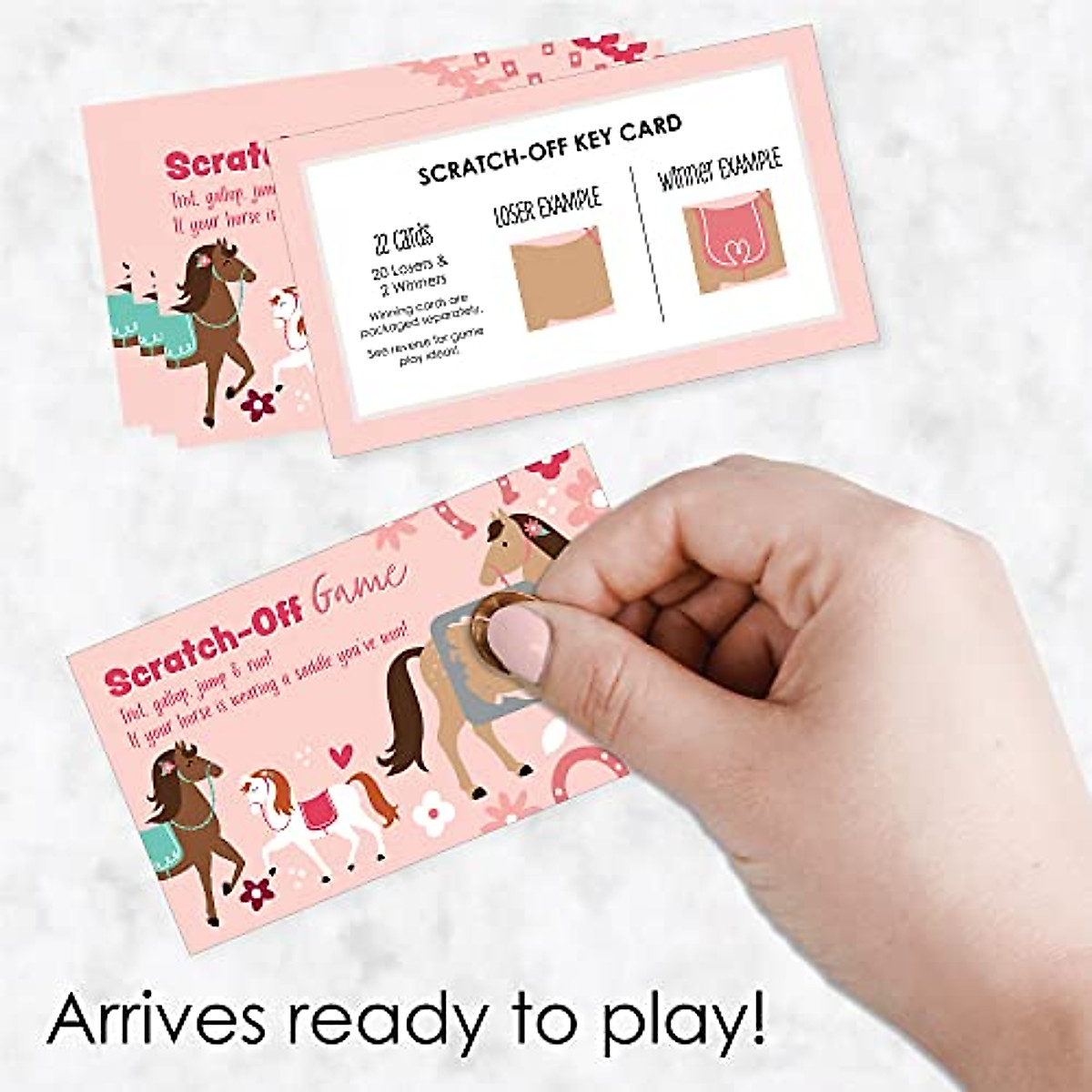 Big Dot of Happiness Run Wild Horses - Pony Birthday Party Game Scratch Off Cards - 22 Count