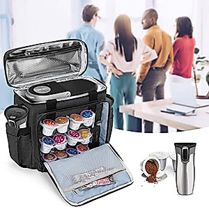 CURMIO Coffee Maker Travel Bag Compatible with Keurig K-Mini or K-Mini Plus, Single Serve Coffee Brewer Carrying Case with Multiple Pockets for K-Cup Pods, Travel Mugs, Black (Bag Only, Patent Design)