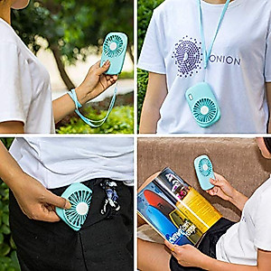 Aluan Handheld Fan + Hands-Free Neck Fan with Lanyard, Rechargeable Battery Operated, Perfect for makeup or travel