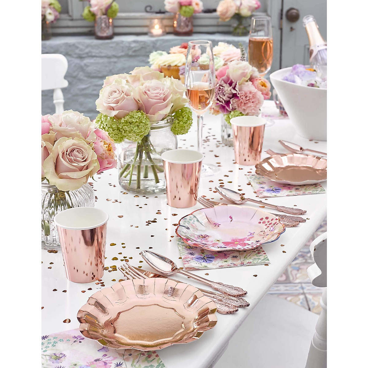 Talking Tables Truly Scrumptious Vintage Floral and Blossom Party Paper Tea Cups and Saucer Sets (12 Cups + 12 Saucers)