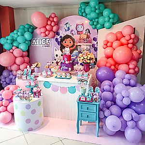 BBeiPulAs 73Pack Pink Purple Blue Balloons 12 Inch Pink Teal Purple Balloons Confetti Latex Balloons for Unicorn Themed Gabby Dollhouse Party Birthday Decorations