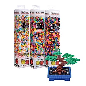 Pix Brix Pixel Art Puzzle Bricks Bundle - 4,500 Piece Pixel Art Kit, Mixed 32 Color Palette (Light, Medium, Dark) - Interlocking Building Bricks, Create 2D and 3D Builds - Stem Toys, Ages 6 Plus