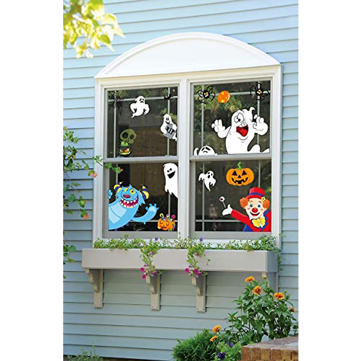 625PCS Halloween Decorations Window Clings - Hallowmas Ghost Spider Bat Pumpkin Monster Peeking Decals Party Supplies Decor