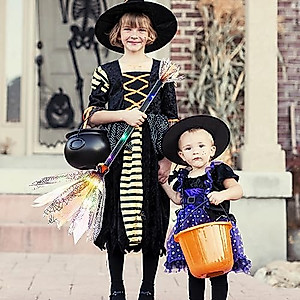 Halloween Witch Broom, 25 in LED Light Decorated Broomstick Witch Sweeper, Kids Cosplay Wicked Broomstick Props (Purple)