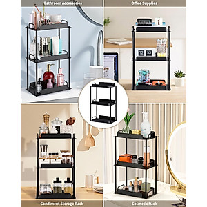 KATHY&BOB Bathroom Countertop Organizer, Make-up Desk Organization, Dressing Shelf Desktop Storage for Bathroom Cosmetic Dorm Kitchen Living Room, Multipurpose Cubicle Display Rack (Black, 3 Tiers)