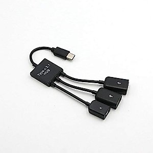 Lysee Plug & Connectors - Type C OTG HUB 1 to 2 USB Port Data Transfer OTG HUB