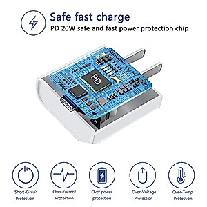 Fast Charger iPhone [Apple MFi Certified] 1 Pack 20W PD USB C Wall Fast Charger Adapter with 1 Pack 6FT Type C to Lightning Cable Compatible with iPhone 14 Plus 14 13 12 11 Pro Max Mini XS XR X iPad
