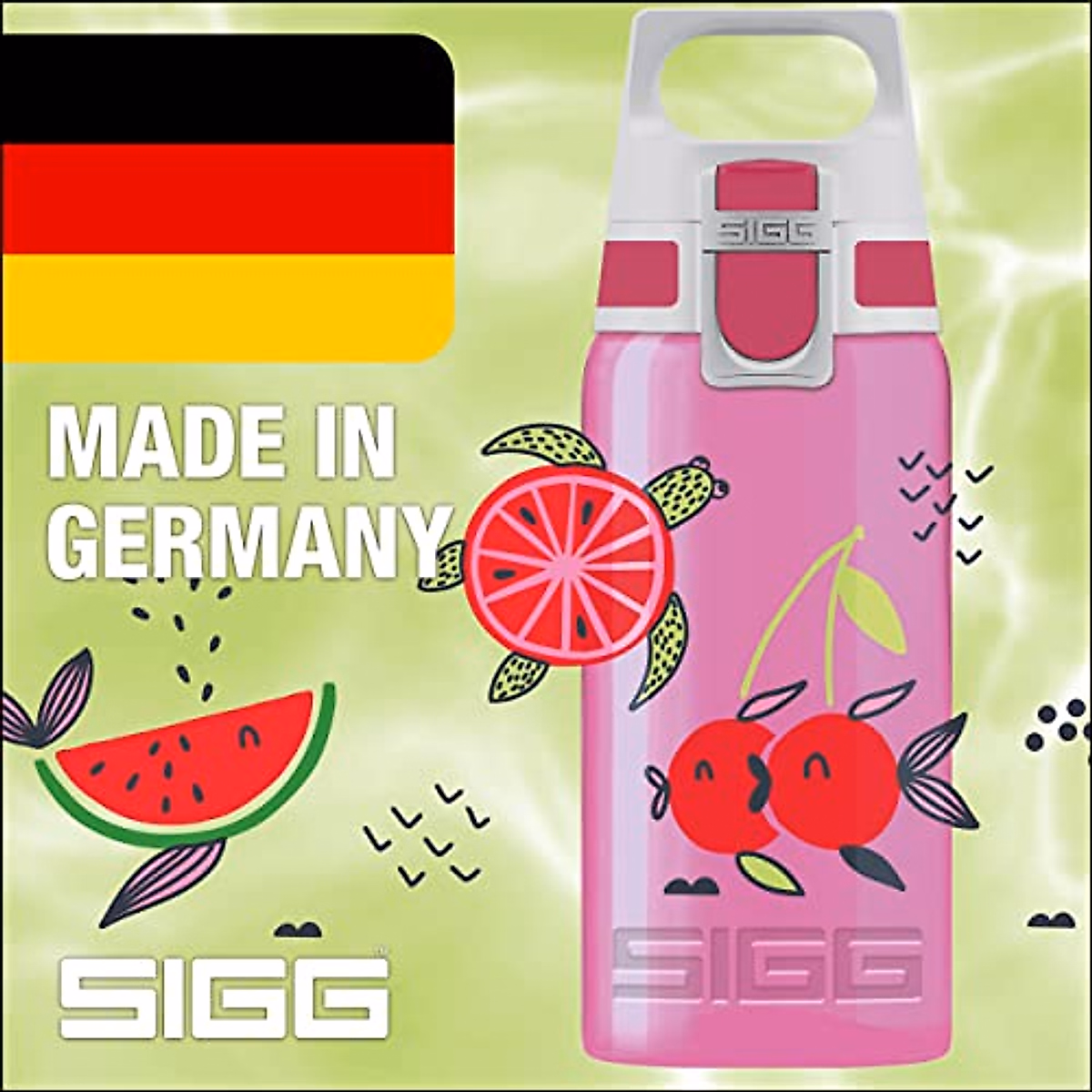 SIGG - Kids - Viva One Swimming Fruits - Suitable For Carbonated Beverages - Leakproof - Dishwasher Safe - BPA Free - Sports & Bike - 17oz