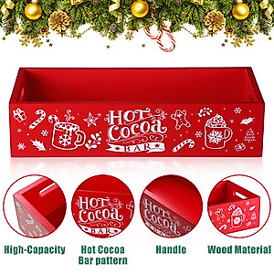 Sliner 3 Pcs Christmas Hot Cocoa Bar Wood Storage Box Rustic Farmhouse Wooden Storage Bins Decorative Wooden Basket Bins Xmas Wood Crate Organizer for Kitchen Office Bathroom Laundry Farmhouse Gift