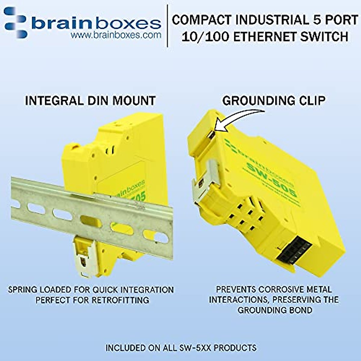 Brainboxes Ethernet Switch 5 Port SW-505