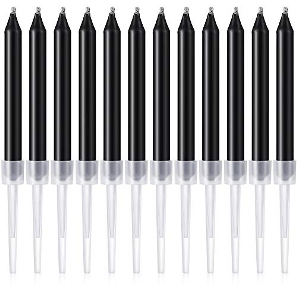 Birthday Cake Candles 24 Pieces Party Candles Suit for Most Occasions (Black,0.5 x 5.5cm)