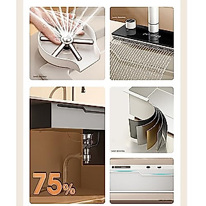 Kitchen sink, 304nm stainless steel household sink under the counter, white digital display flying rain waterfall large single sink, pull out hot and cold water faucet ( Color : B61 , Size : 68*45*22c